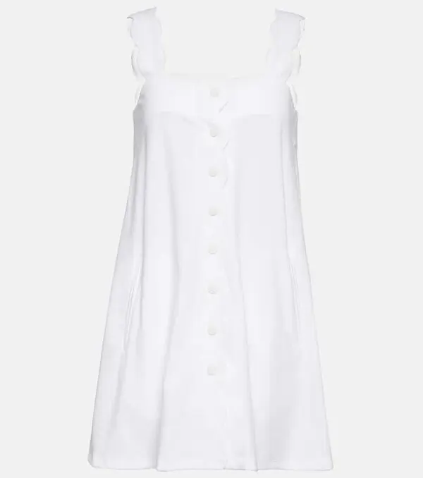 Marysia Scalloped Cotton Blend Minidress - White