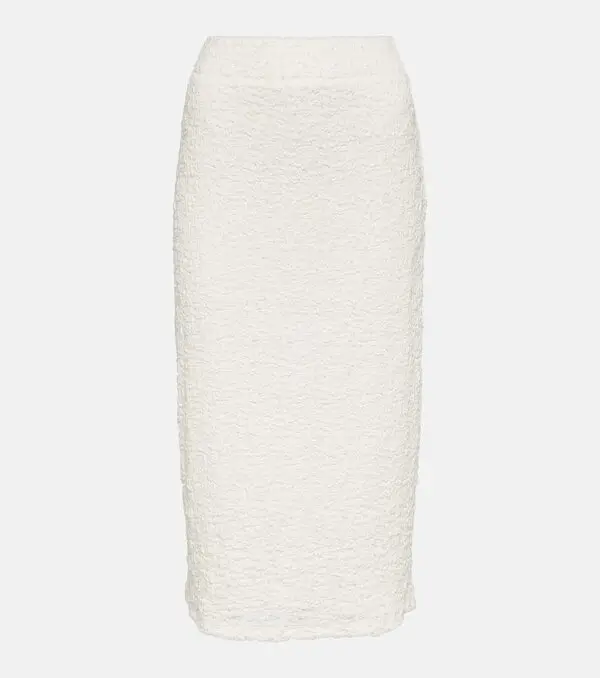 Vince Smocked Cotton-blend Midi Skirt