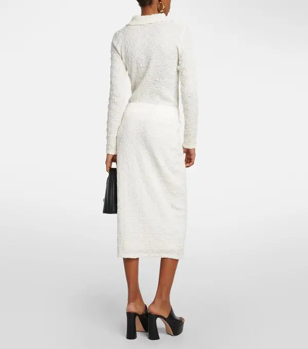 Vince Smocked Cotton-blend Midi Skirt