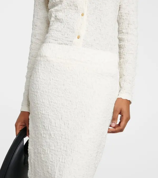 Vince Smocked Cotton-blend Midi Skirt