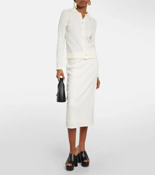 Vince Smocked Cotton-blend Midi Skirt
