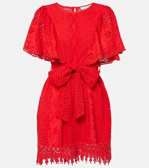 Melissa Odabash Kara Cotton Broderie Anglaise Minidress - Red