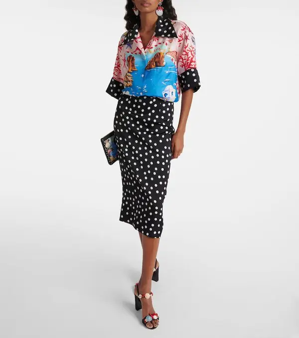 Dolce & Gabbana Printed Silk Satin Shirt