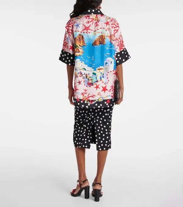 Dolce & Gabbana Printed Silk Satin Shirt