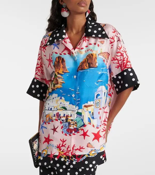Dolce & Gabbana Printed Silk Satin Shirt