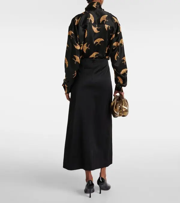 Dries Van Noten Satin Crepe Maxi Skirt