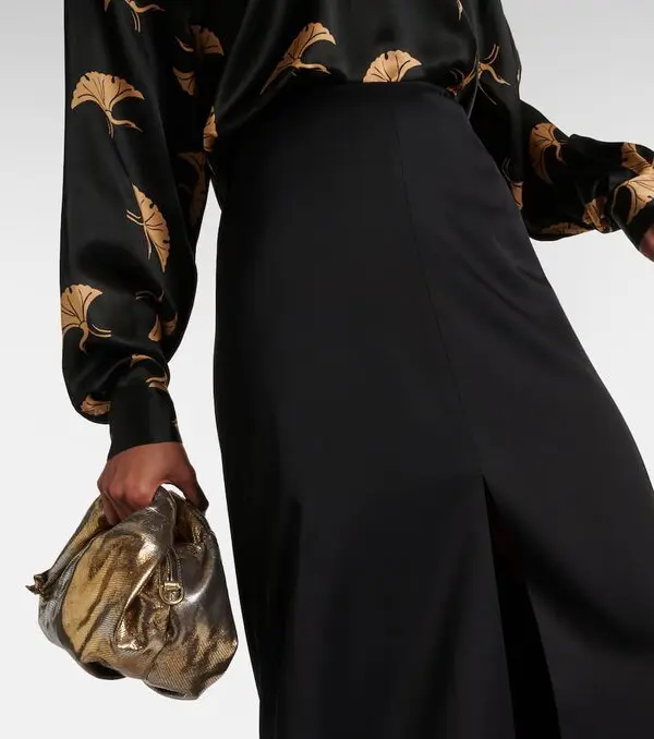 Dries Van Noten Satin Crepe Maxi Skirt