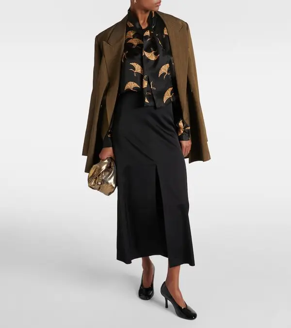 Dries Van Noten Satin Crepe Maxi Skirt