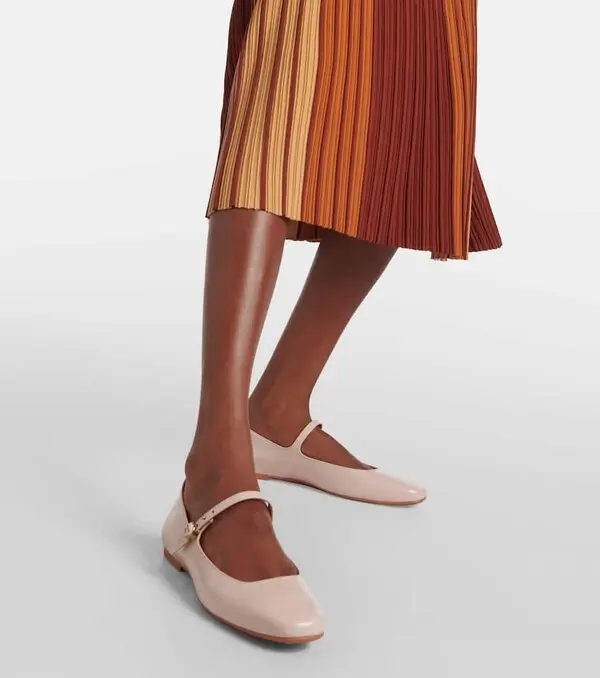 TOD'S Polished Leather Mary Jane Flats
