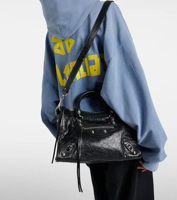 Balenciaga Le City Small Leather Shoulder Bag - Black
