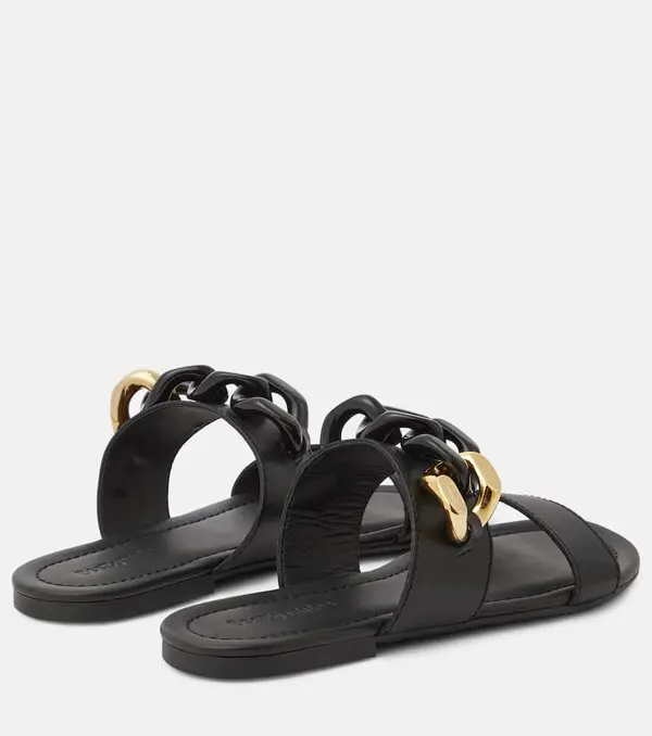 See By Chloé Lynette Leather Chain Detail Flat Sandals