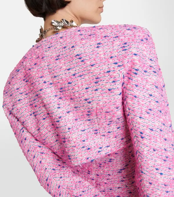 AREA Embellished Boucle Cropped Jacket