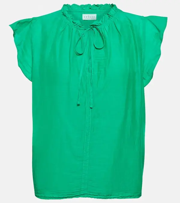 Velvet By Graham & Spencer Melanie Cotton And Silk Voile Top