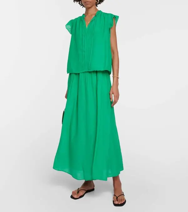 Velvet By Graham & Spencer Melanie Cotton And Silk Voile Top