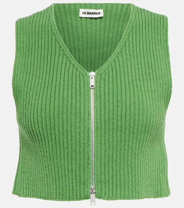 JIL SANDER Ribbed-knit Crop Top