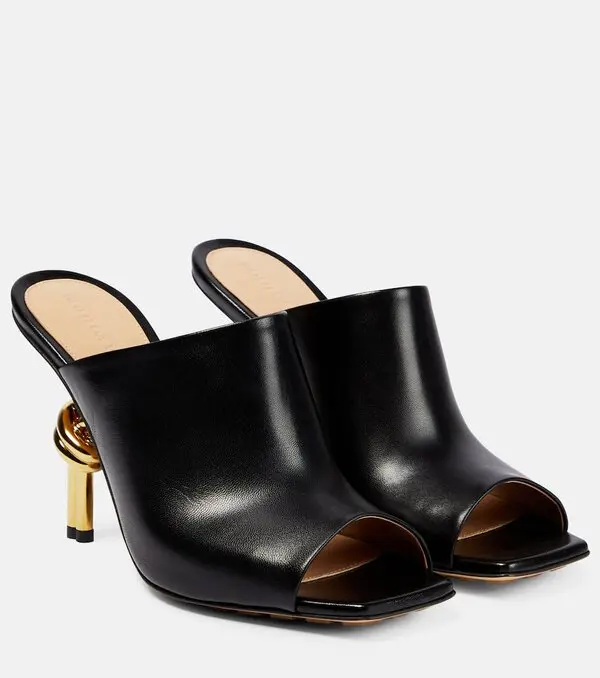 Bottega Veneta Knot Leather Mules - Black