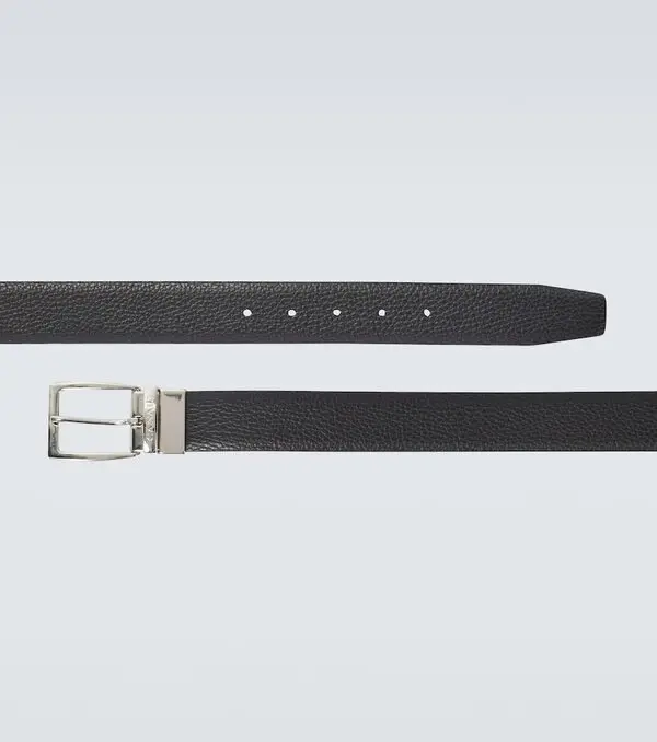 Canali Leather Belt With Silver-tone Buckle - Black