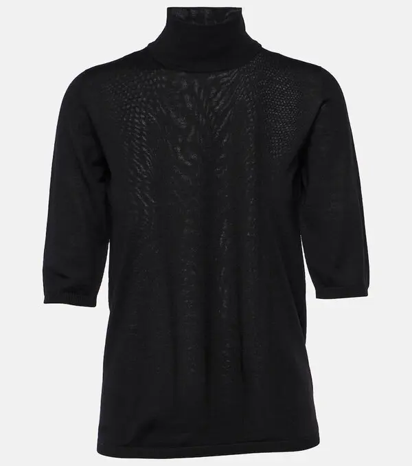 Max Mara Ciriaco Virgin Wool Turtleneck Top - Black