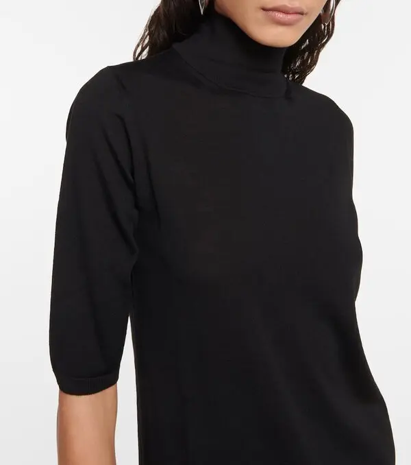 Max Mara Ciriaco Virgin Wool Turtleneck Top - Black