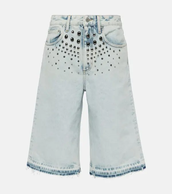 Alessandra Rich Embellished Denim Bermuda Shorts