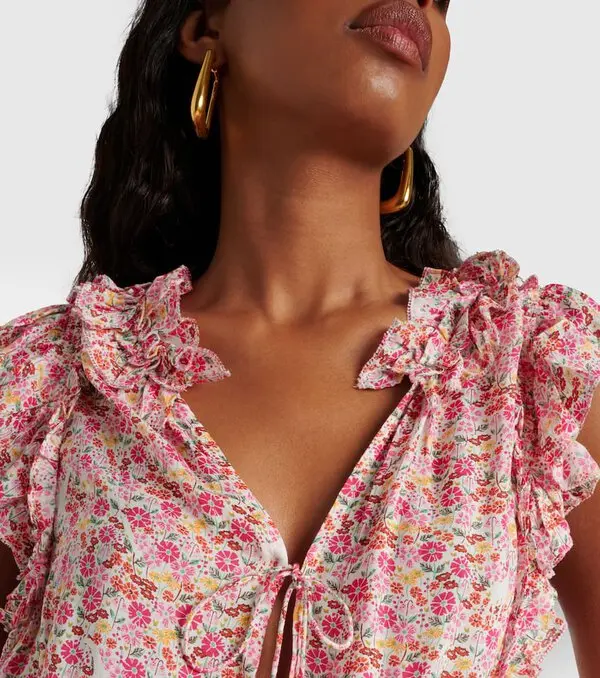 Poupette St Barth Belene Floral Ruffled Jumpsuit