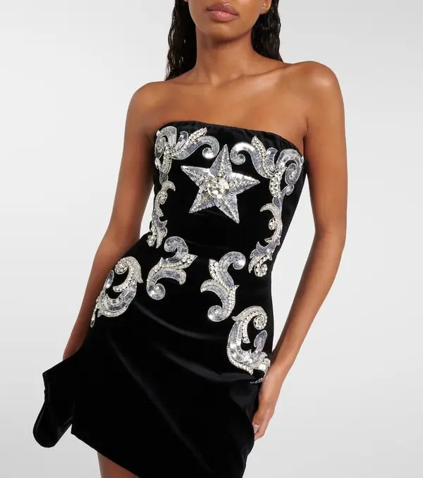 Balmain Embellished Velvet Mini Dress