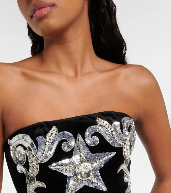 Balmain Embellished Velvet Mini Dress