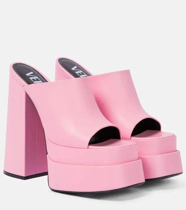 Versace Leather Platform Sandals - Pink