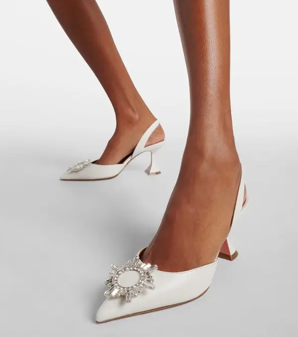 Amina Muaddi Begum 70 Leather Slingback Pumps