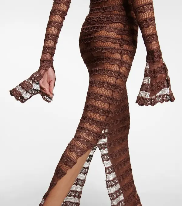 AYA MUSE Semi-sheer Lace Maxi Dress