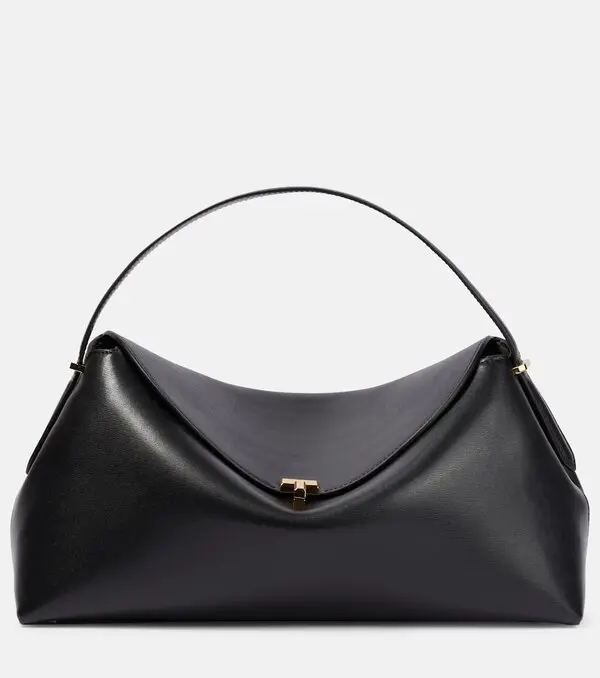 TOTEME T-lock Medium Leather Tote Bag - Black