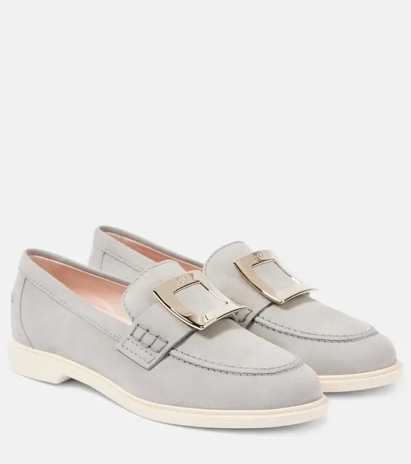 ROGER VIVIER Viv Rangers Leather Loafers - Grey