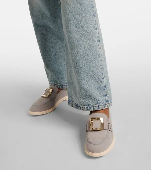 ROGER VIVIER Viv Rangers Leather Loafers - Grey