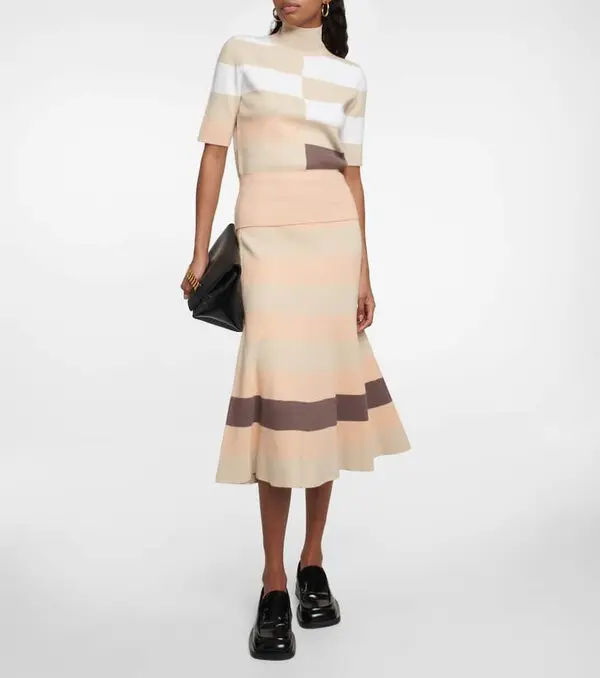 JOSEPH Ribbed-knit Midi Skirt