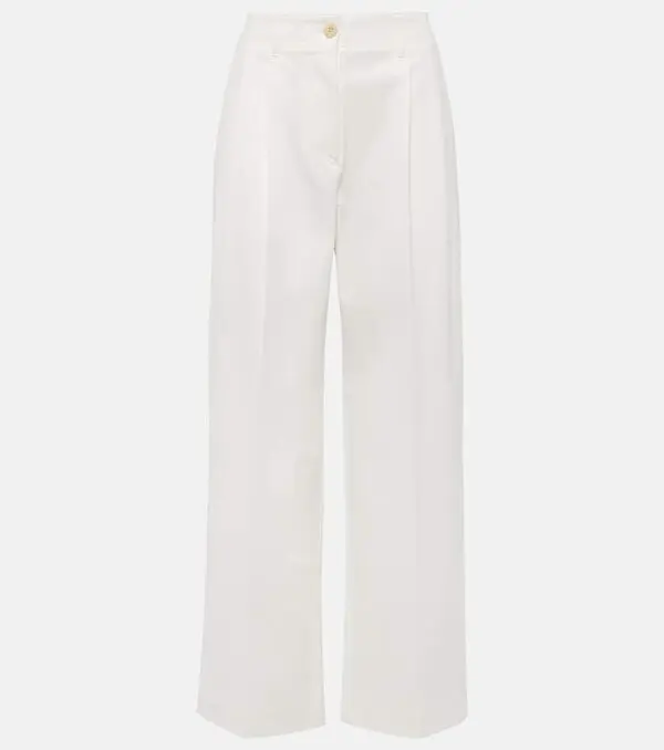TOTEME High-rise Wide-leg Cotton Twill Trousers - White