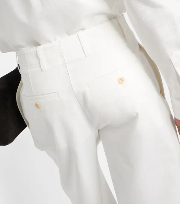 TOTEME High-rise Wide-leg Cotton Twill Trousers - White