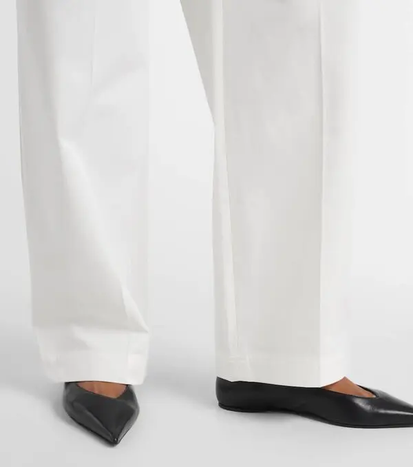 TOTEME High-rise Wide-leg Cotton Twill Trousers - White
