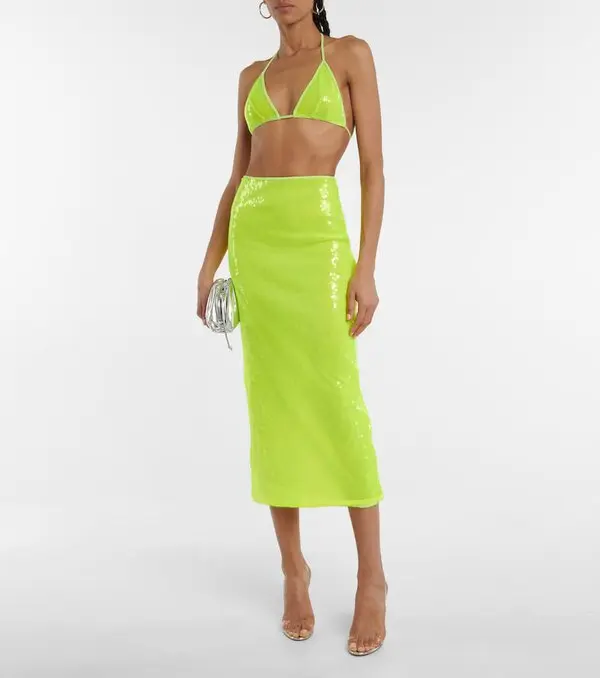 David Koma Sequined Triangle Bikini Top