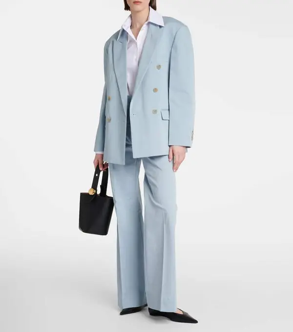 Plan C High-rise Cotton-blend Flared Trousers