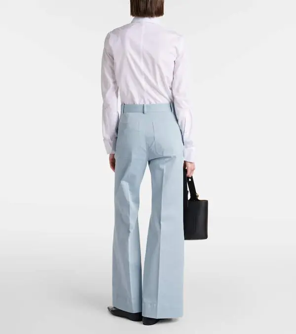 Plan C High-rise Cotton-blend Flared Trousers