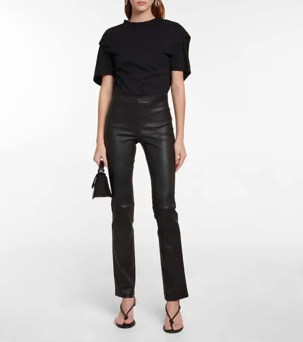 Stouls Cropped Leather Trousers - Black