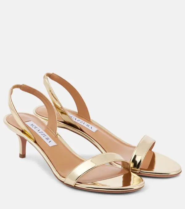 AQUAZZURA So Nude 50 Mirrored Leather Sandals - Gold