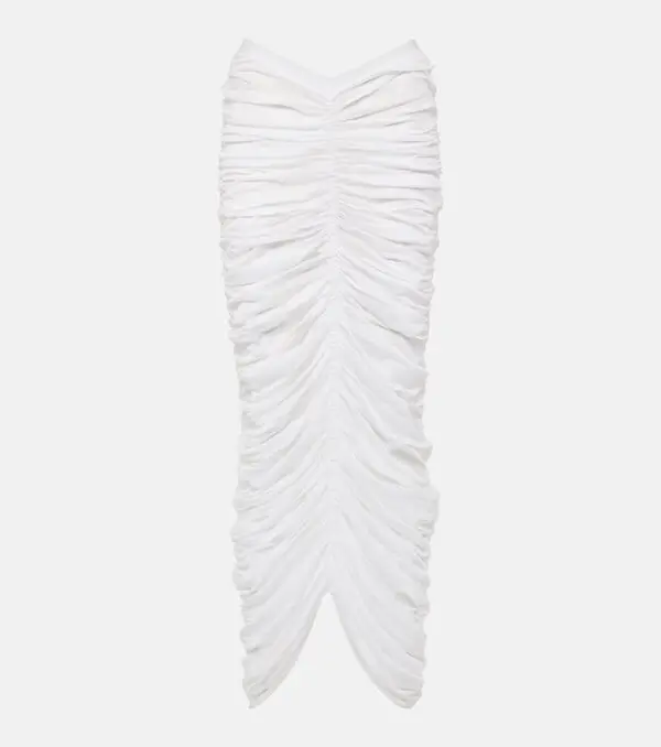 Khaite Laure Ruched Maxi Skirt - White