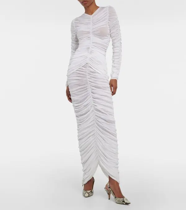 Khaite Laure Ruched Maxi Skirt - White