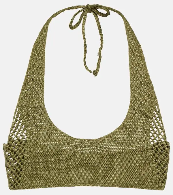 BANANHOT Mari Halterneck Knit Bra Top - Green