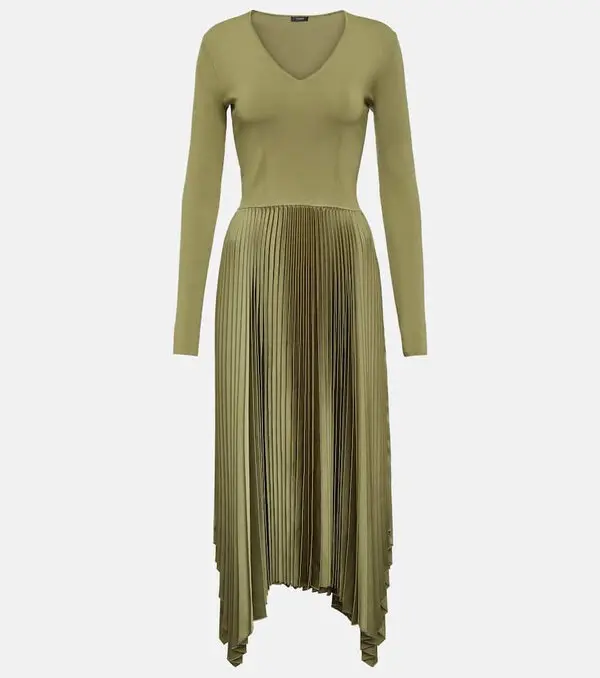 JOSEPH Dubois Plisse Midi Dress - Green