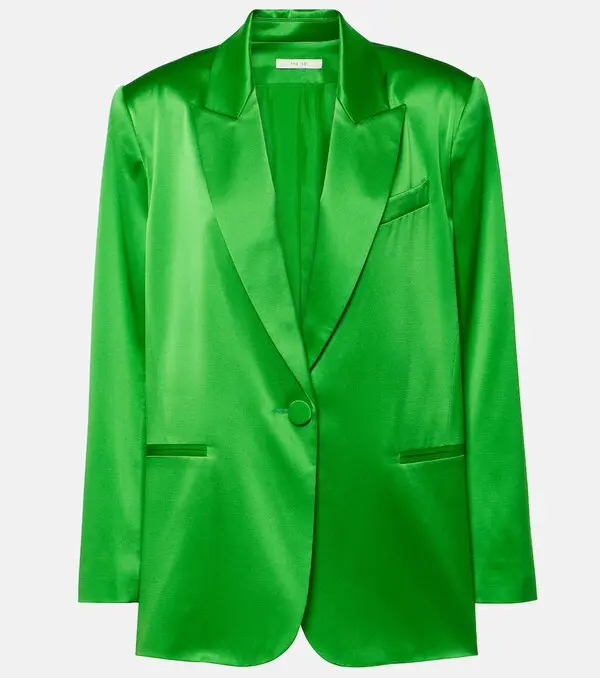 THE SEI Oversized Silk Blazer - Green