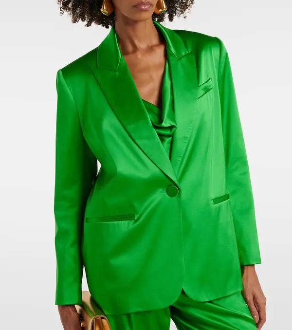 THE SEI Oversized Silk Blazer - Green