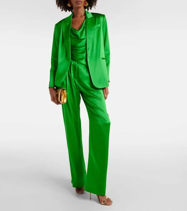 THE SEI Oversized Silk Blazer - Green