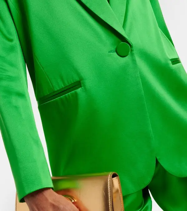 THE SEI Oversized Silk Blazer - Green